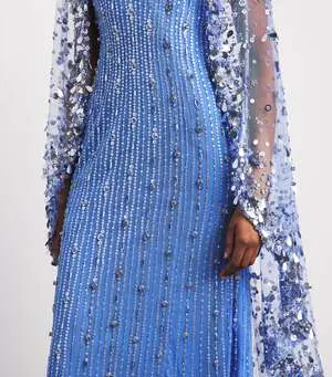 Jenny Packham Embellished Cape Gown