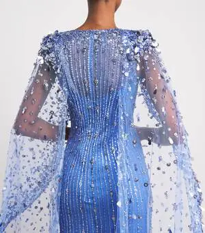 Jenny Packham Embellished Cape Gown