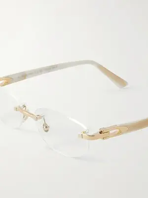 Cartier Gold-tone And Acetate Rimless Oval Optical Glasses