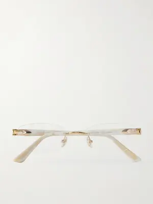 Cartier Gold-tone And Acetate Rimless Oval Optical Glasses - Silver