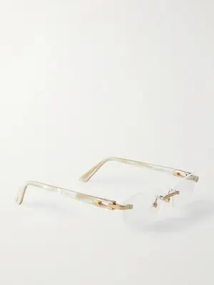 Cartier Gold-tone And Acetate Rimless Oval Optical Glasses