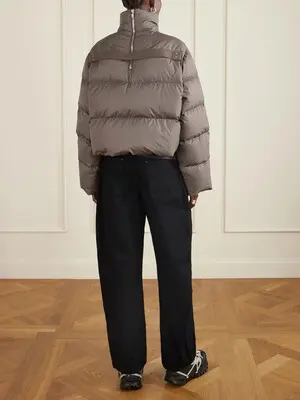 Rick Owens Moncler Cropped Appliquéd Quilted Shell Down Jacket - Brown