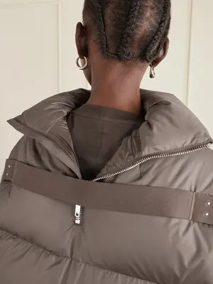 Rick Owens Moncler Cropped Appliquéd Quilted Shell Down Jacket - Brown