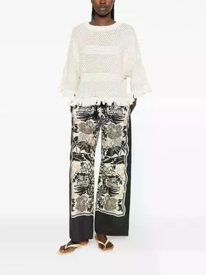 Max Mara Palato Fringe-trimmed Crochet-knit Sweater
