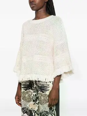 Max Mara Palato Fringe-trimmed Crochet-knit Sweater
