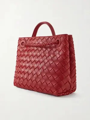 Bottega Veneta Andiamo Intrecciato Leather Tote - Red