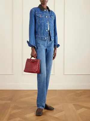 Bottega Veneta Andiamo Intrecciato Leather Tote - Red