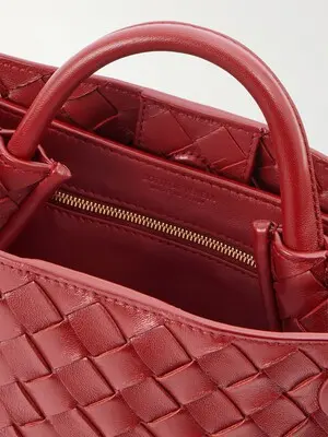 Bottega Veneta Andiamo Intrecciato Leather Tote - Red