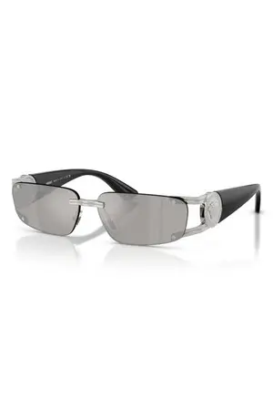 Versace Rimless Rectangular Sunglasses - Silver/grey Mirror Silver