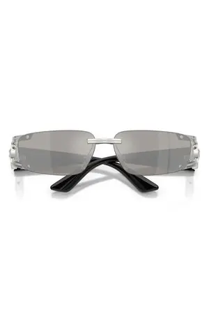 Versace Rimless Rectangular Sunglasses - Silver/grey Mirror Silver