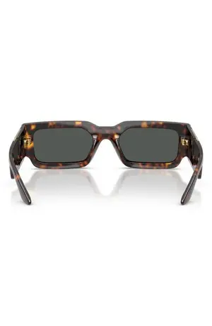 Versace Rectangular Sunglasses With La Greca Cutouts - Havana/dark Grey