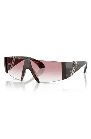 Versace Rimless Rectangular Sunglasses With Medusa Hardware - Havana/clear Gradient Pink