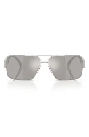 Versace Rectangular Sunglasses - Silver/mirror Silver 80