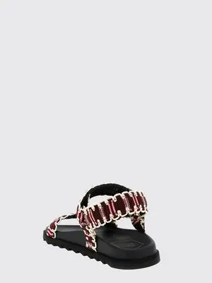 ROGER VIVIER Slidy Viv' Crochet Polyester Sandal With Jewel Buckle - Pink