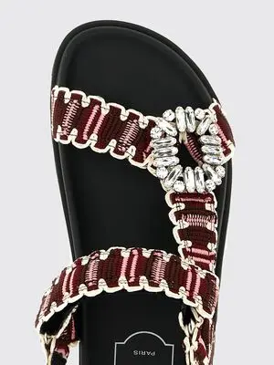 ROGER VIVIER Slidy Viv' Crochet Polyester Sandal With Jewel Buckle - Pink