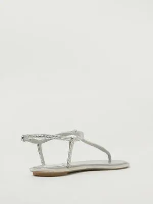 Rene Caovilla Embellished Flat Sandals - Silver
