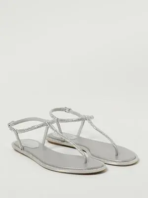 Rene Caovilla Embellished Flat Sandals - Silver