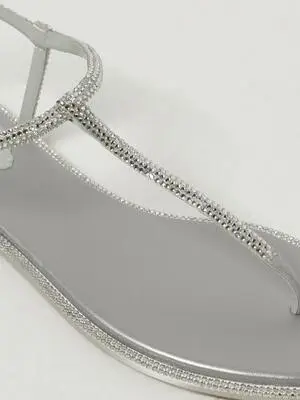 Rene Caovilla Embellished Flat Sandals - Silver