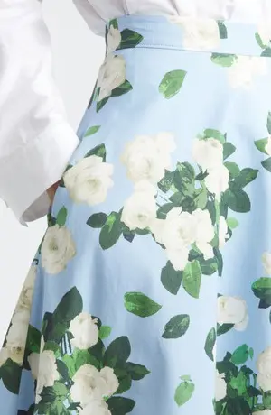 Carolina Herrera Rose Print Midi Skirt