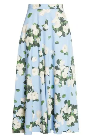 Carolina Herrera Rose Print Midi Skirt