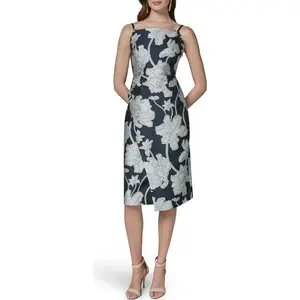Donna Karan New York Floral Embroidered Sheath Cocktail Dress - Nightfll/s