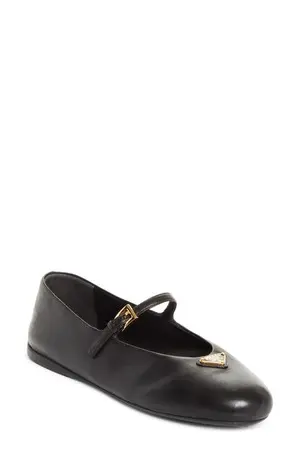 Prada Logo Mary Jane Flat - Nero