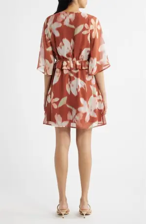 CITY BLUES Floral Print V-neck Mini Dress
