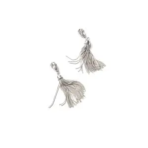 ISKRA Sterling Tasseled Drop Earrings With Swarovski Crystals - Silver