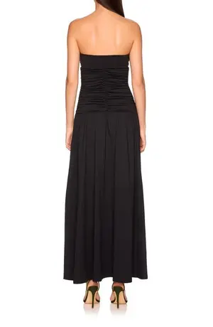 Susana Monaco Strapless Maxi Dress With Floral Detail - Black