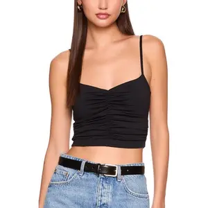 Susana Monaco Ruched Cropped Camisole - Black