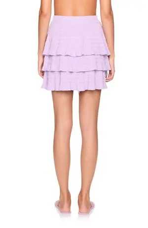 Susana Monaco Pointelle Tiered Sweater Miniskirt - Potion