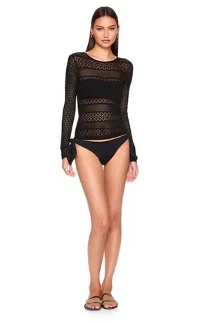 Susana Monaco Pointelle Knit Long Sleeve Sweater