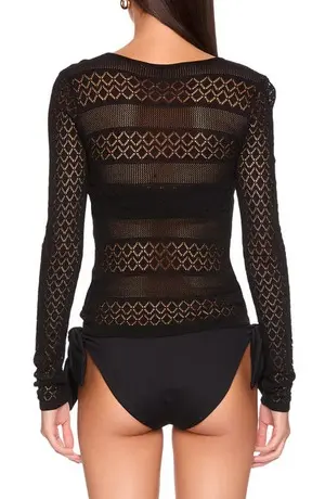 Susana Monaco Pointelle Knit Long Sleeve Sweater
