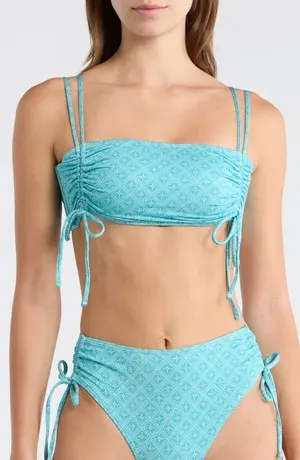Rip Curl Moon Geo Metallic Ruched Bikini Top - Blue