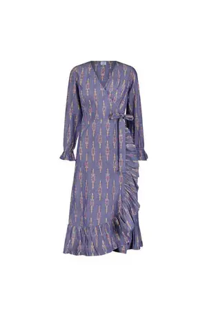 MER ST. BARTH Genevieve Ruffle Wrap Midi Dress