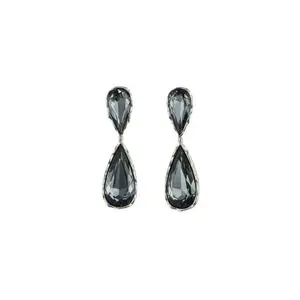 ISKRA Crystal Drop Earrings - Black/silver