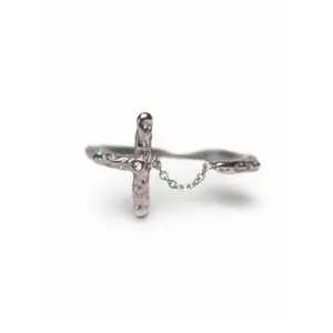 ISKRA Freedom Cross Ring With Crystal Accent - Silver