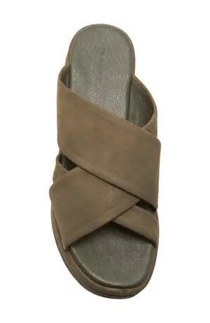 Free People Wanderbay Platform Wedge Slide Sandal - Olive