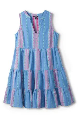 HATLEY Savannah Embroidered Cotton Chambray Dress