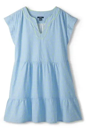 HATLEY Emerson Stripe Embroidered Clip Dot Cotton Blend Dress