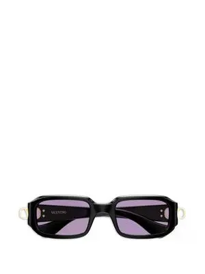 Valentino Garavani Rectangle-frame Sunglasses With Logo Plaque - Black
