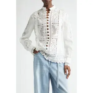 Zimmermann Aster Embroidered Lace And Eyelet Shirt - Ivory