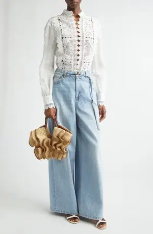 Zimmermann Aster Embroidered Lace And Eyelet Shirt