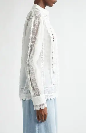 Zimmermann Aster Embroidered Lace And Eyelet Shirt