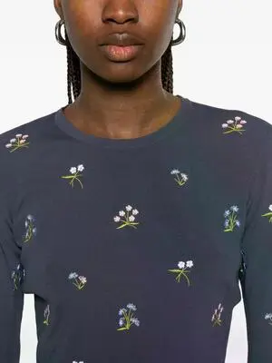 BLUGIRL Floral Embroidered Ribbed Cropped Top