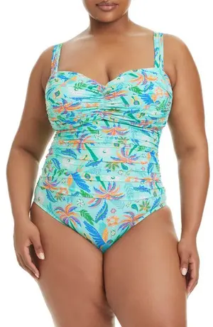 BLEU BY ROD BEATTIE Mio Underwire Shirred One-piece Swimsuit - Turq
