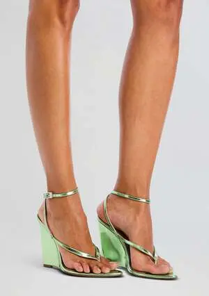 Retrofete Namby Wedge Metallic Sandals - Metallic Mint