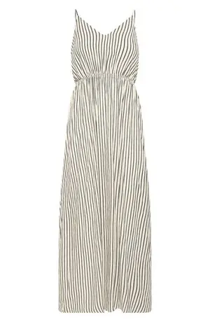ICHI Stripe Maxi Dress With Open Back