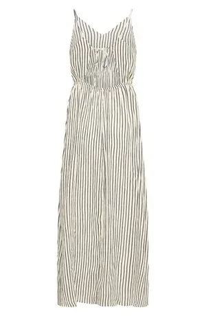 ICHI Stripe Maxi Dress With Open Back