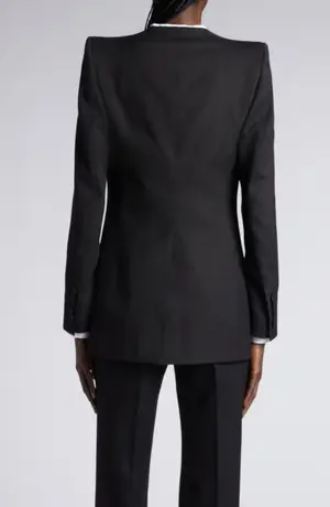 TOM FORD Sharp Shoulder Wool & Silk Panama Cutaway Jacket